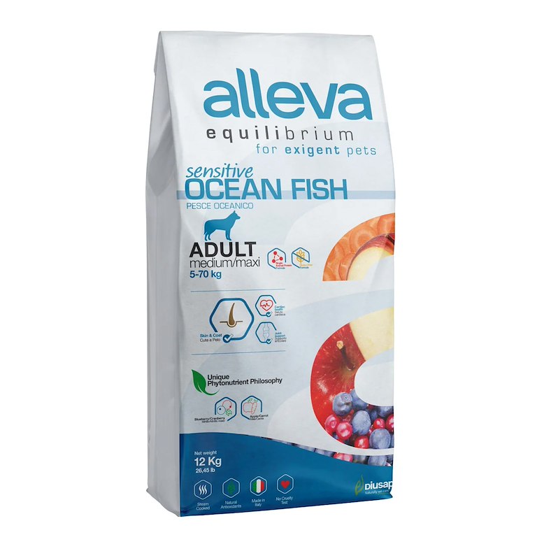 ALLEVA EQUILIBRIUM Sensitive s okeanskom ribom, Medium/Maxi, 12kg
