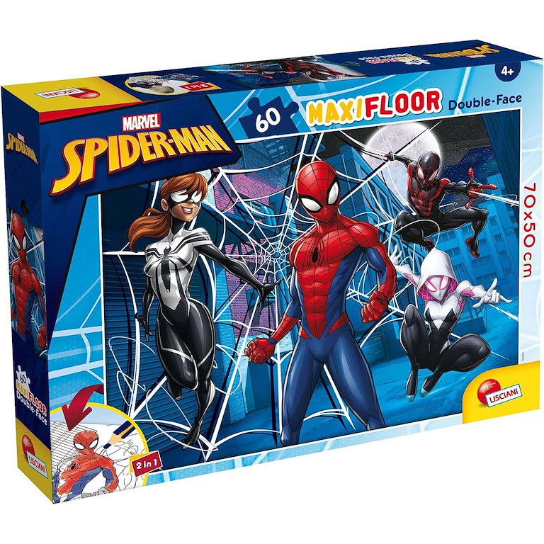 Slagalica Lisciani 60pcs Maxi Marvel Spiderman 2u1 složi i oboji 99757