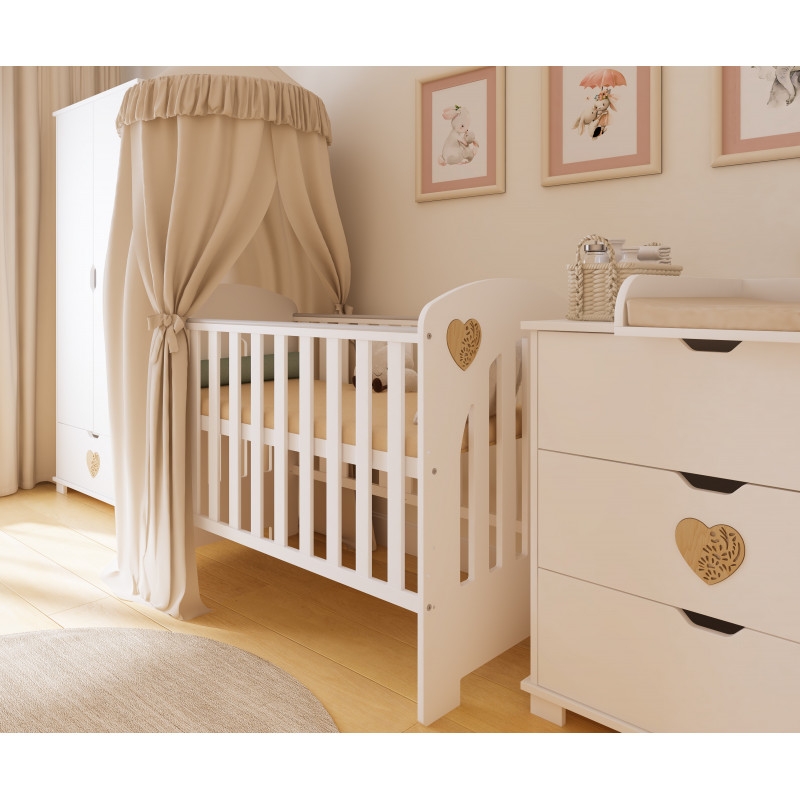 Pinewood Heart krevetac za bebe Natur