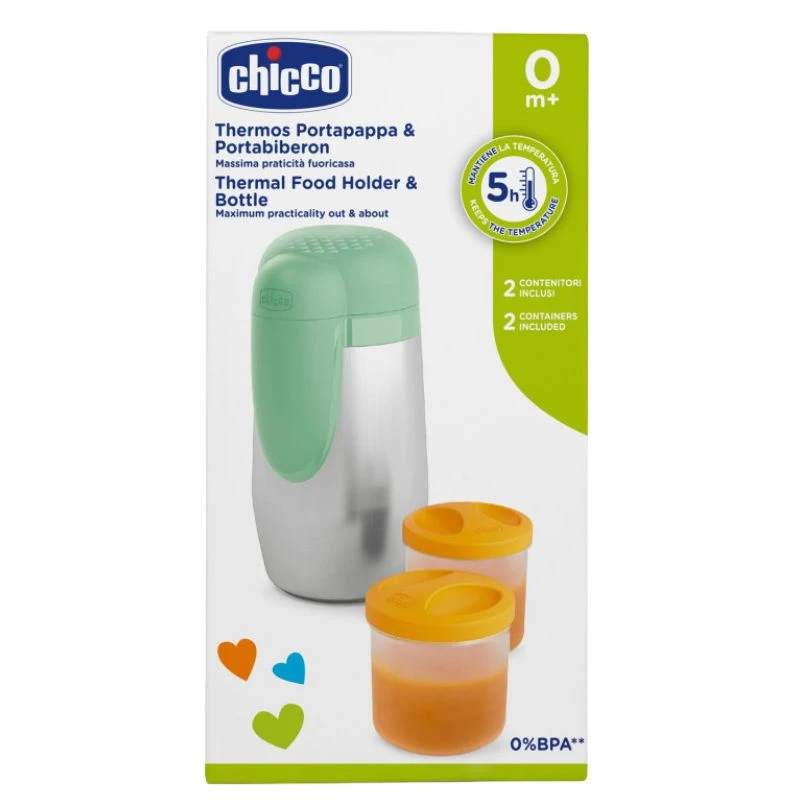 Chicco dečiji termos za hranu i piće 2u1 Green
