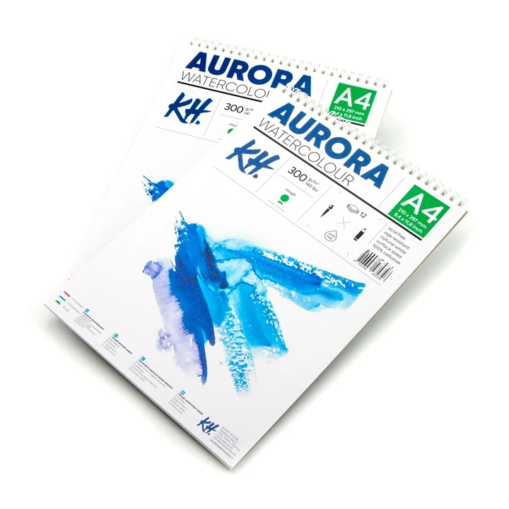 Akvarel blok AURORA rough sa spiralom - 12 listova – A6