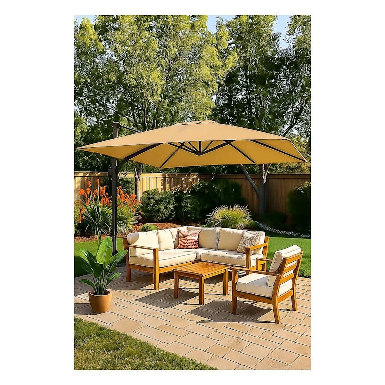 Viseći aluminijumski suncobran 300*300 cm 360° sivo-braonID: EK000905970