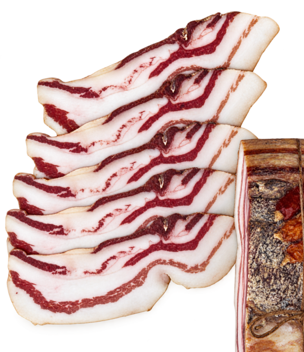 *Domaća slanina od svinje Moravke, hladno dimljena, 100g, vakumirana, slajsovana