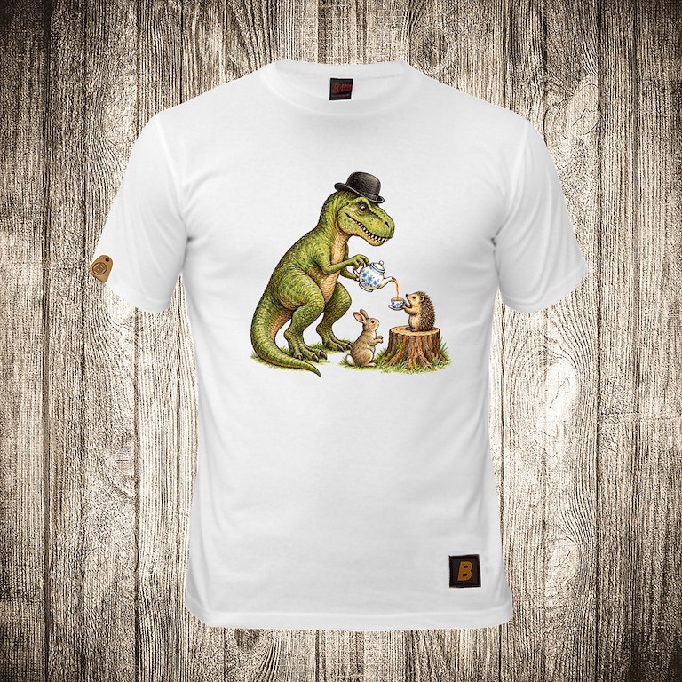Dinosaurus, zec i jež na čajanci