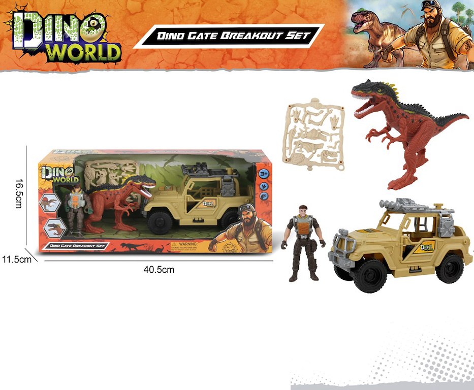 Dino set sa terenskim džipom i istraživačem