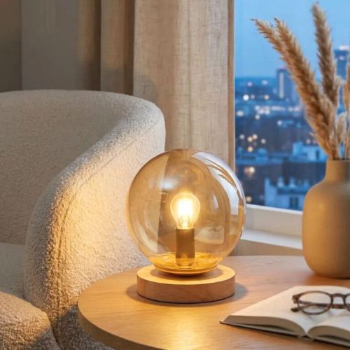 Opviq stona lampa 242647, boja meda / hrast