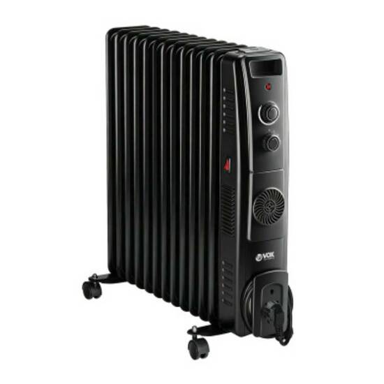 Radijator Vox uljani OH B59F11BL, do 2500W, sa ventilatorom, točkići, crna boja