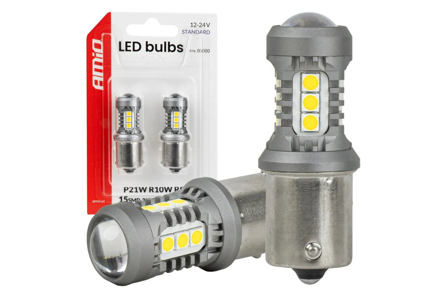LED sijalice STANDARD BA15S P21W 3030 15SMD bele 12V 24V AMIO-050 Preporučujemo