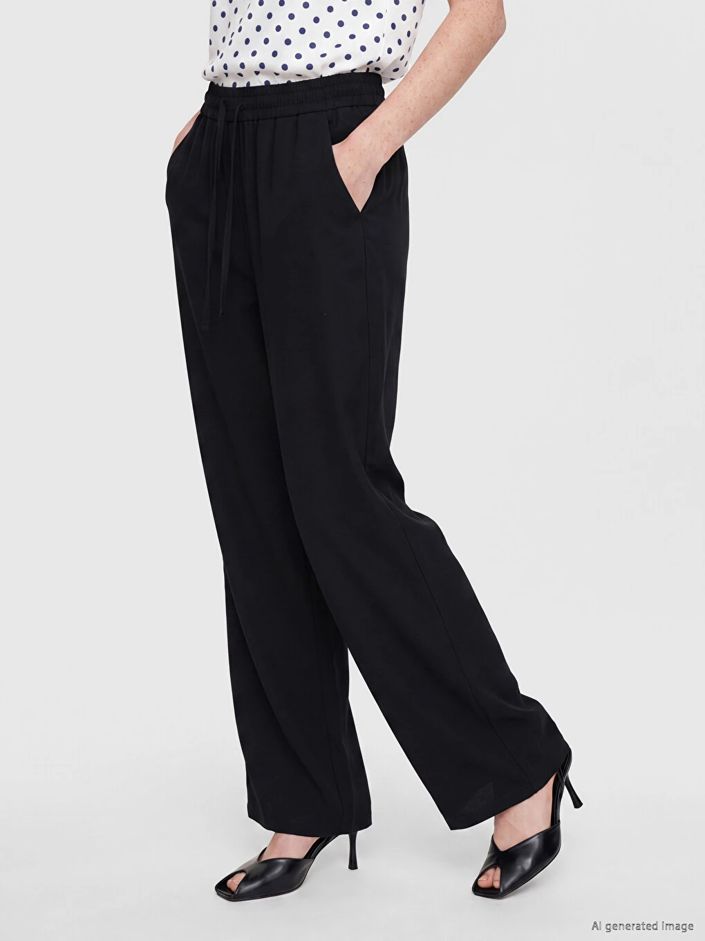 LCW Comfort Ženske Pantalone Sa Elastičnim Strukom Širokih Nogavica