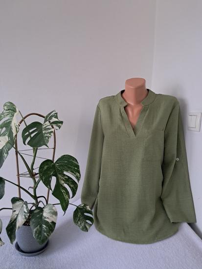 NOVA zelena lan-efekt bluza vel L