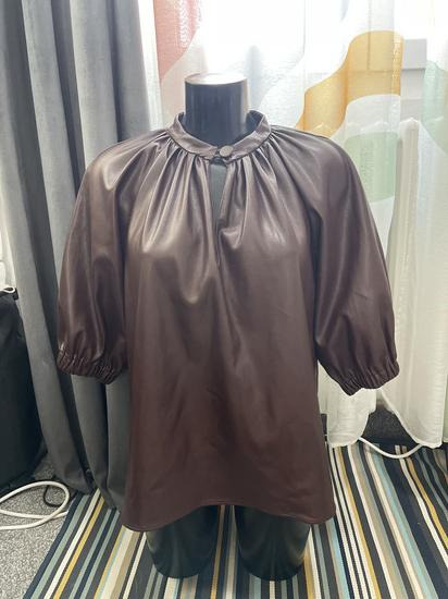 Zara burgundi braon kozna bluza M SNIZENO