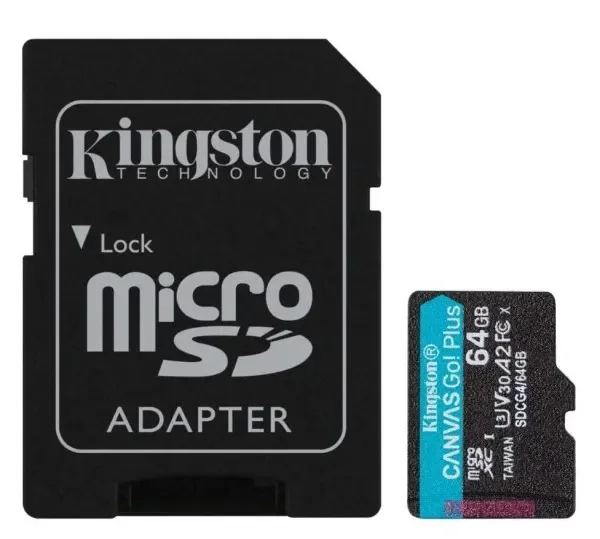 Kingston Canvas Go Plus microSDXC memorijska kartica 64GB U3 V30 A2 200 MB/s sa adapterom SDCG4/64GB