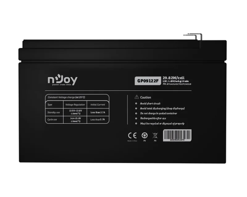 NJOY GP09122F baterija za UPS 12V 9Ah VRLA AGM BTVACIUOCTO2FCW01B