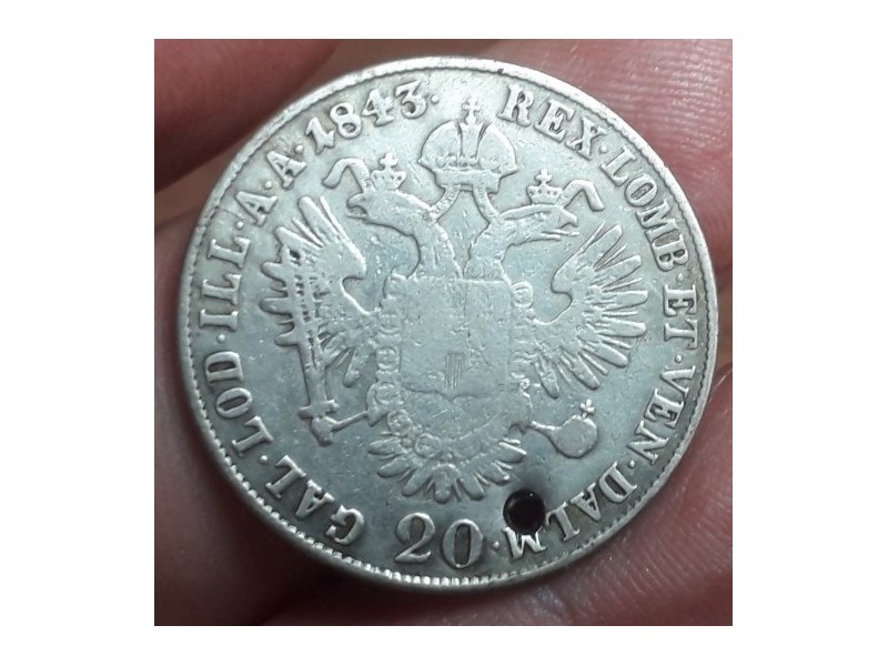 Austrija 20 kreuzer 1843 M