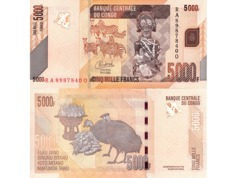 CONGO Kongo 5000 Francs 2022 UNC, P-102