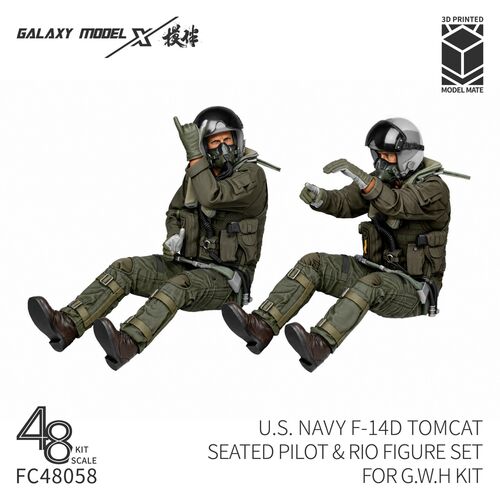 NEW! Galaxy-Model FC48058 US Navy F‑14D Tomcat Seated Pilot & RIO - 2 Figures Set (for GWH Kits / 3D-Printed)