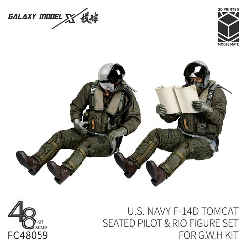 NEW! Galaxy-Model FC48059 US Navy F‑14D Tomcat Seated Pilot & RIO - 2 Figures Set (for GWH Kits / 3D-Printed)