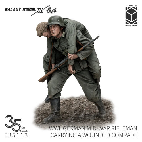 NEW! Galaxy-Model F35113 German WWII Mid-War Rifleman Carrying a Wounded Comrade (3D-Printed)