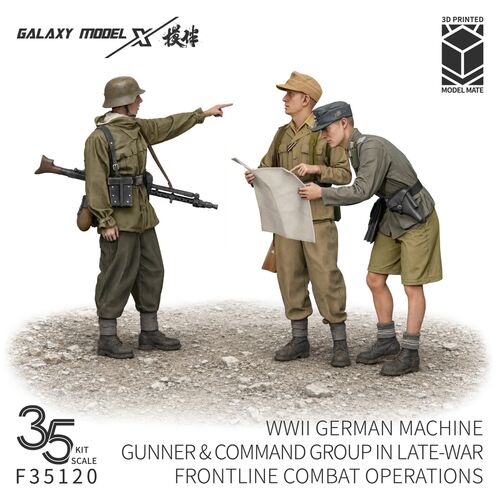 NEW! Galaxy-Model F35120 German WWII Machine Gunner & Command Group in Late‑War Frontline Combat Operation (3 Figures / 3D-Printed)