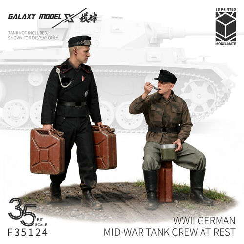 NEW! Galaxy-Model F35124 German WWII Mid-War Tank Crew At Rest (2 Figures / 3D-Printed)