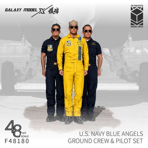 NEW! Galaxy-Model F48180 US Navy Blue Angels Ground Crew & Pilot Set (3 Figures / 3D-Printed)
