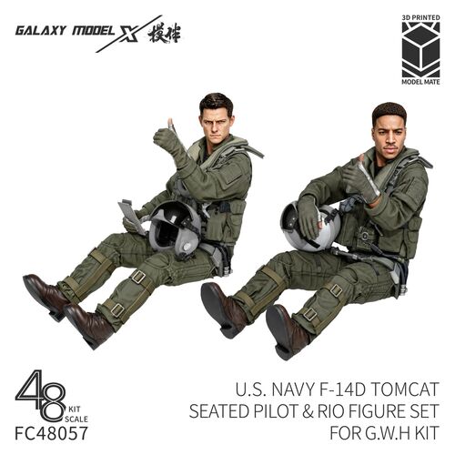 NEW! Galaxy-Model FC48057 US Navy F‑14 D Tomcat Seated Pilot & RIO - 2 Figures Set (for GWH Kits / 3D-Printed)