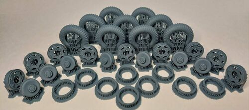 NEW! Model Hobby 0306-KZY Sd.Kfz.232 / Sd.Kfz.233 i Sd.Kfz.263 - opony proste dla modeli GPM i Modelik (9 szt. / druk 3D)