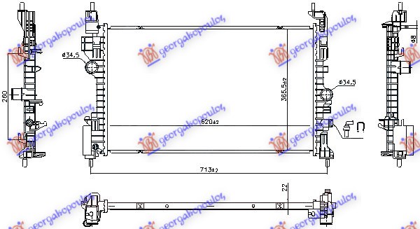 HLADNJAK MOTORA 1.4 BENZIN (MANUELNI/AUTOMATSKI) (620×365) (NRF) OPEL ADAM 2012- (M13) (OEM: 39059781)