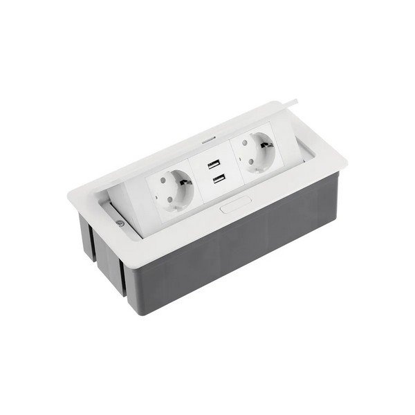 POPUP KUTIJA 2xŠUKO UTIČNICA+2xUSB A BELA GTV