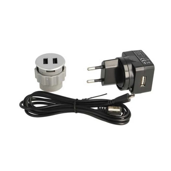 UGRADNA ROZETNA PUNJAČ fi-35mm 2xUSB-A OKRUGLA SIVA