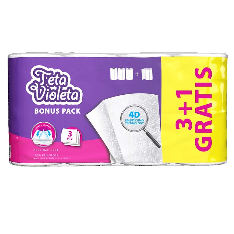 Ubrus kuhinjski Premium troslojni 3+1 gratis Teta Violeta