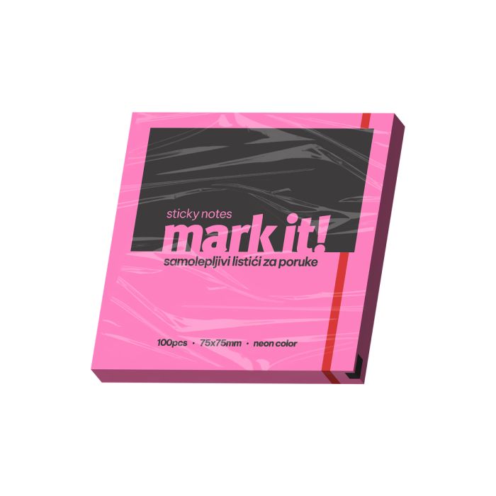 Samolepljivi listići Mark 100lis, 75x75mm NEON roze