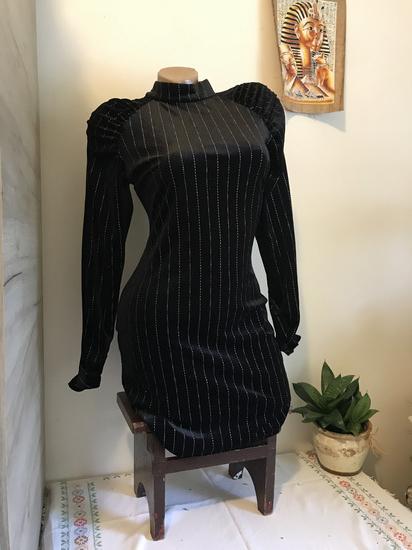 Cropp crna haljina srebrne niti XS