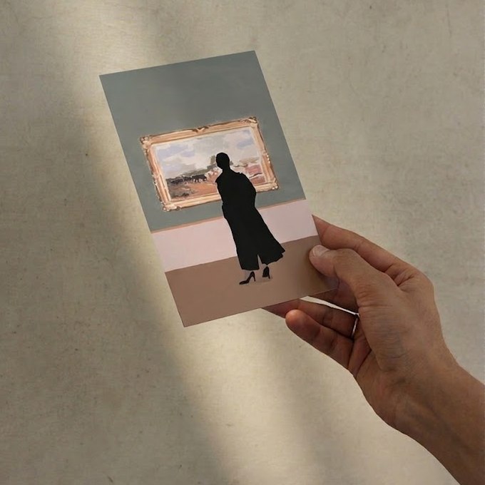 Art Girl in Museum - Postcard