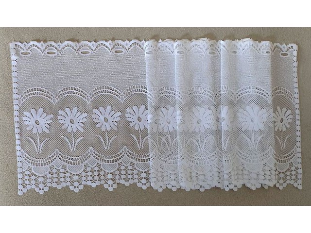 Bela Čipkana Vitraž Zavesa 165x35 cm