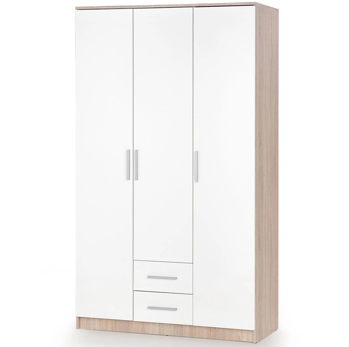 Lima S-3 ormar 2 fioke + 3 vrata 120x52x205 cm beli/natur (Sonoma hrast)