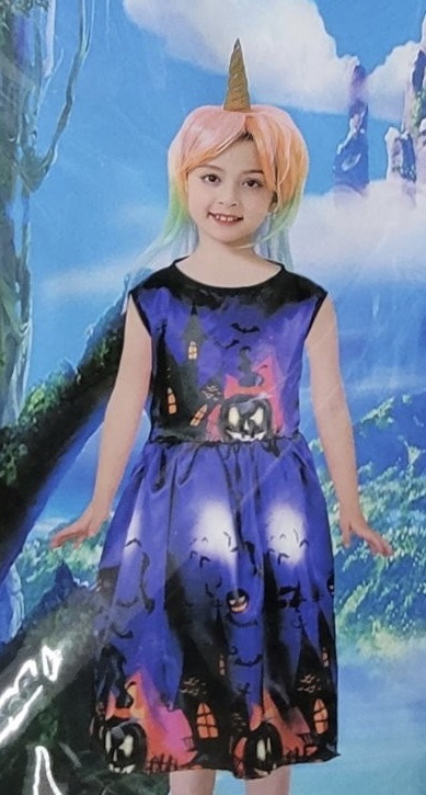 Ljubičasta Halloween kostim-haljina – kuće i bundeve