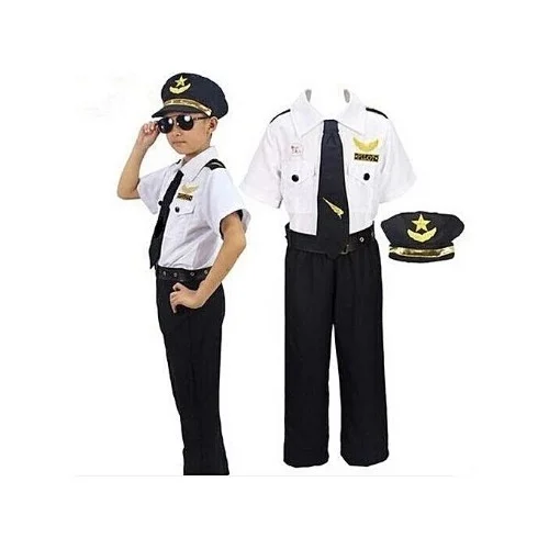 Dečiji pilot kostim – kapa, košulja, pantalone, kaiš i kravata