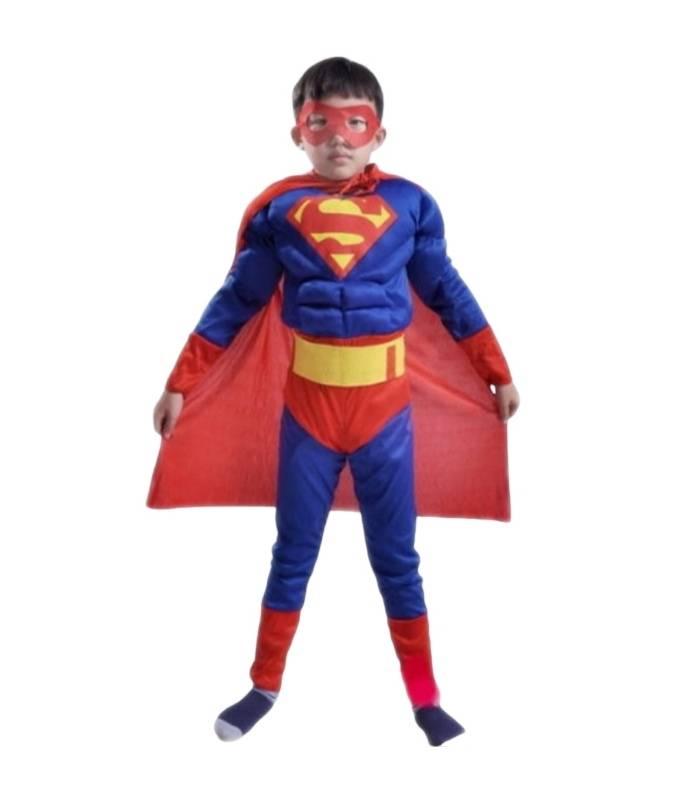 Supermen sa mišićima – kostim za decu visine 90–130 cm