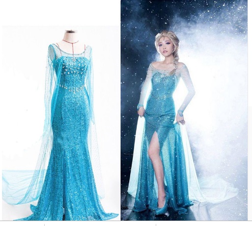 Elsa Frozen kostim za odrasle – plava haljina sa pletenicom