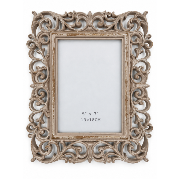 MKS Dekorativni ram za slike – bež sa baroknim ornamentima, 13 × 18 cm