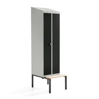 Garderobni ormar "CLASSIC COMBO" sa kosim krovom
Sa klupom, 2 vrata, 2290x600x550mm, crna vrata