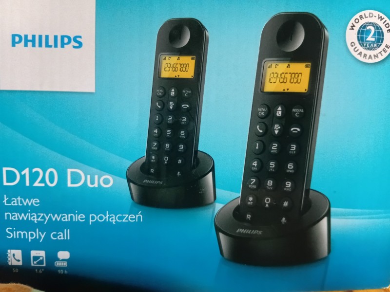 Fiksni telefon Philips bežični D120 duo