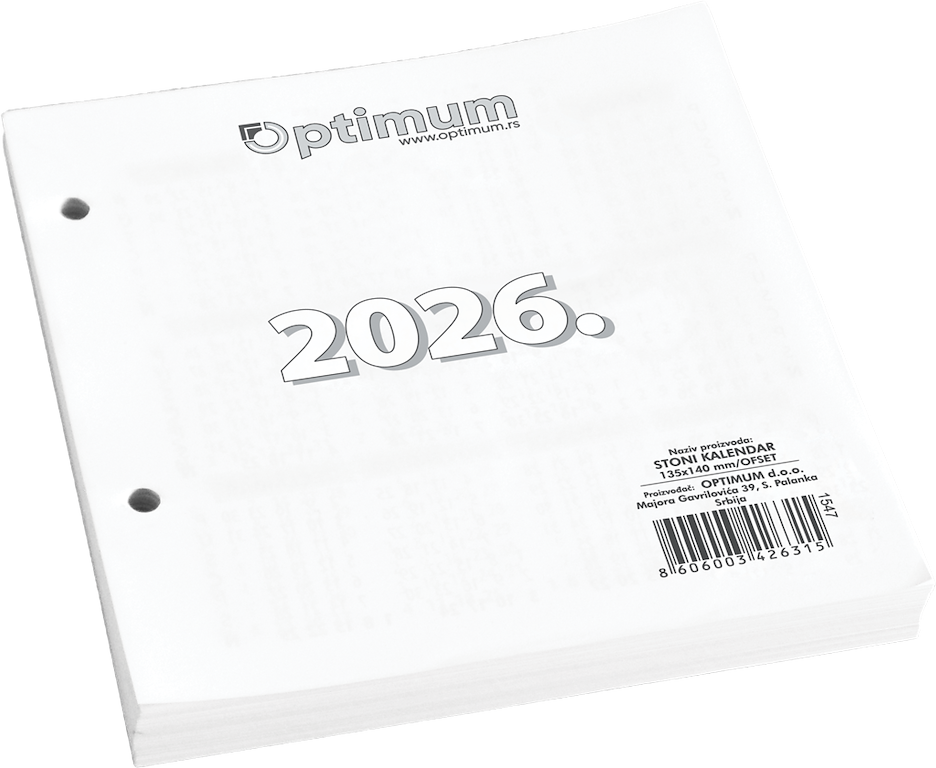 STONI KALENDAR DAN ZA DAN 135x140mm ofset 1547