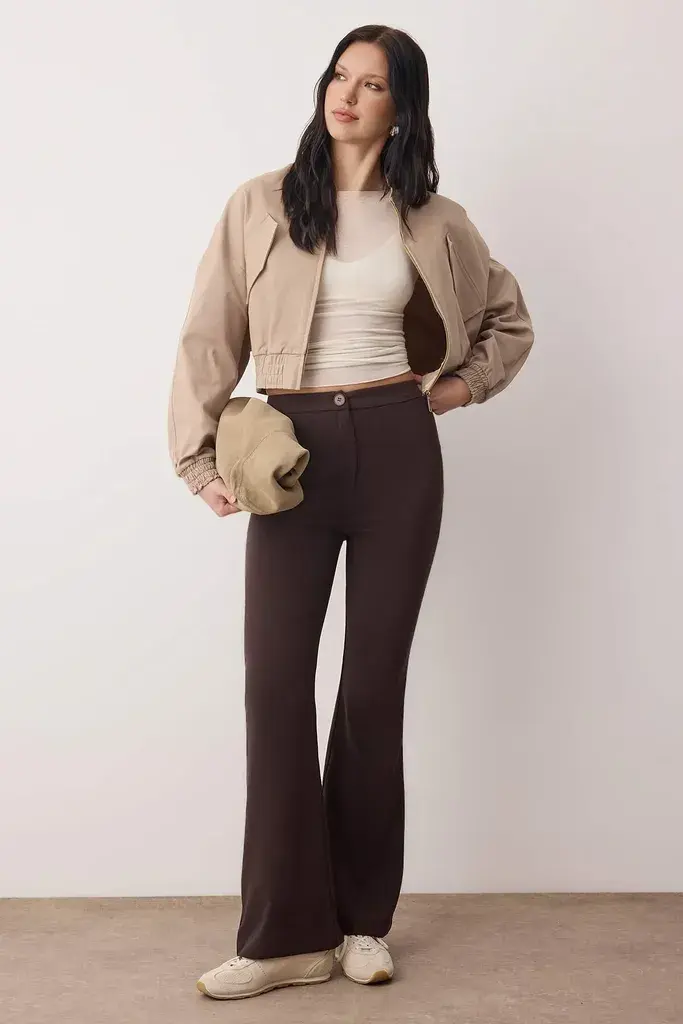 Trendyol Milla ženske pantalone Tofaw19Bb0581, smeđa
