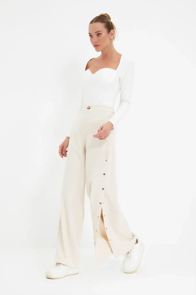 Trendyol Milla ženske pantalone Twoss20Pl0398, kamen-siva