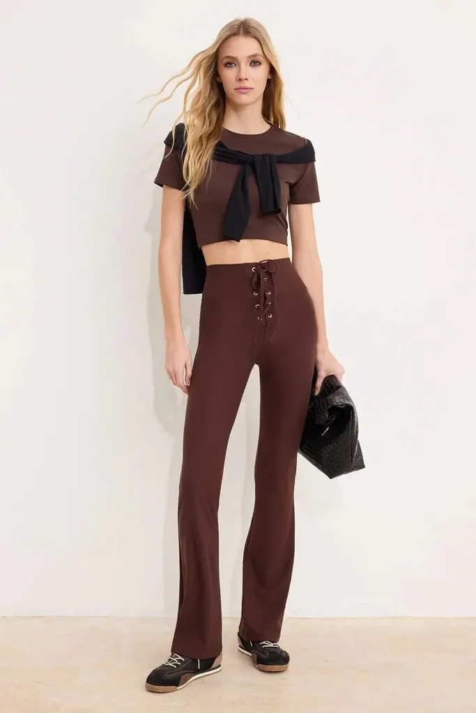 Trendyol Milla ženske pantalone Twoss26Pl00079, braon-braon
