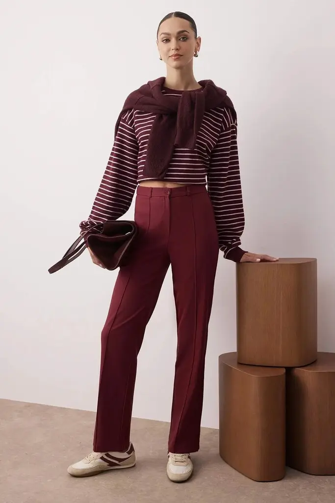 Trendyol Milla ženske pantalone TWOSS21PL0093, Bordeaux-Burgundy