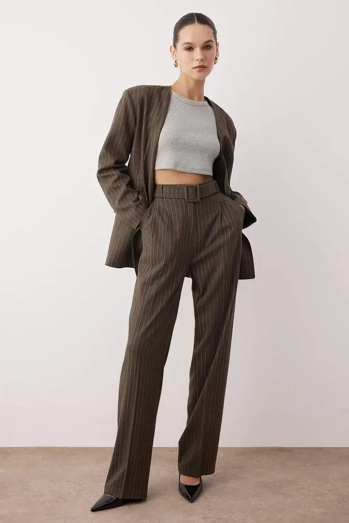 Trendyol Milla ženske pantalone Twoaw26Pl00083, maslinasta-maslinasta