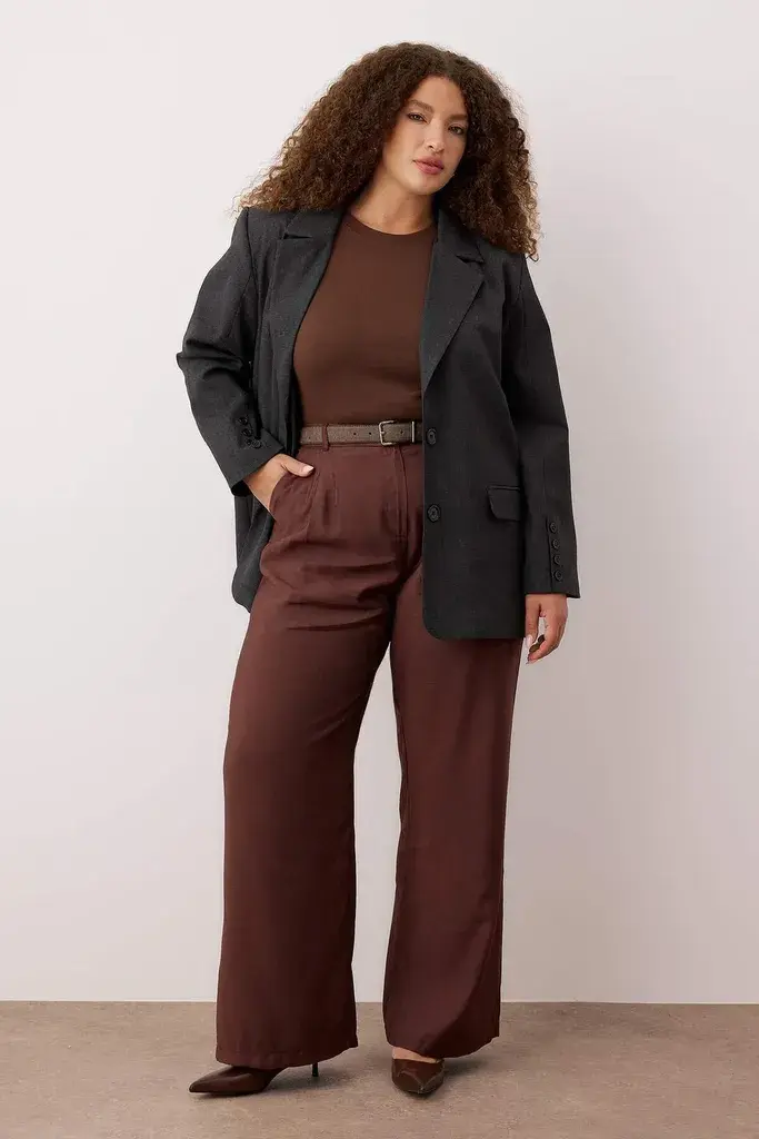 Trendyol Curve Ženske pantalone Tbbss25Ar00021, Braon